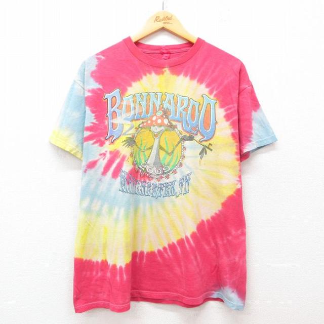 古着 半袖 ビンテージ ロック バンド Tシャツ メンズ 00年代 00s ボナルー フェス ビースティボーイズ クルーネック 黄他 イエ 中古 古着