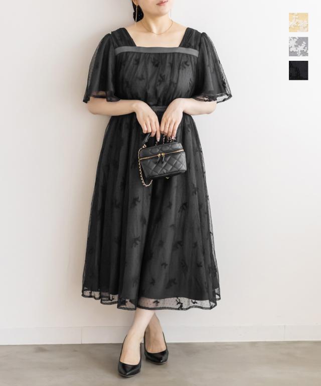 大きいサイズ/レディース/LL/3L/4L/CLETTEオリジナル★2WAY花柄チュールワンピース