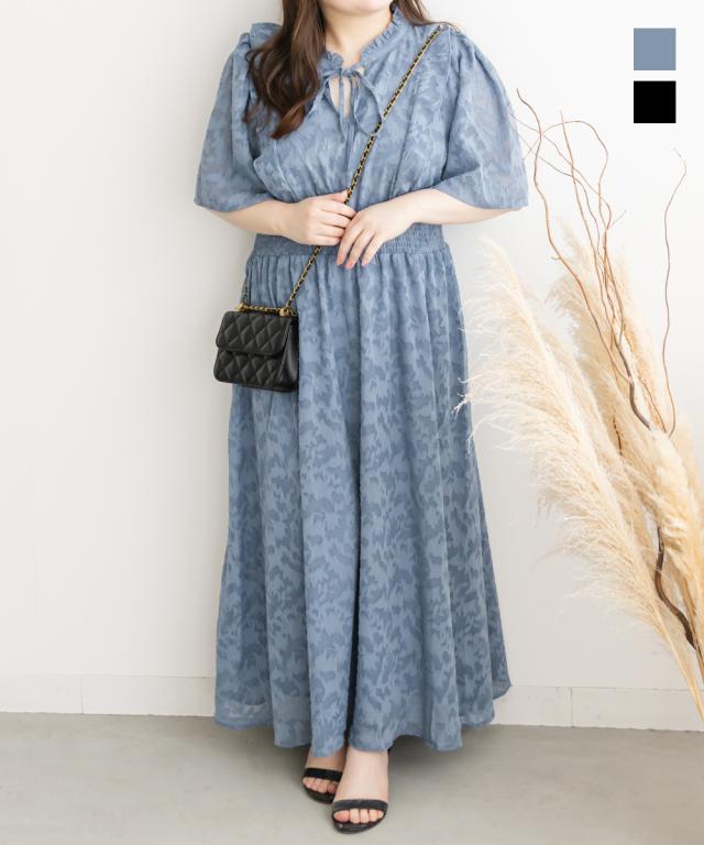 大きいサイズ/レディース/LL/3L/4L/CLETTEオリジナル★シアー花柄フリルワンピース