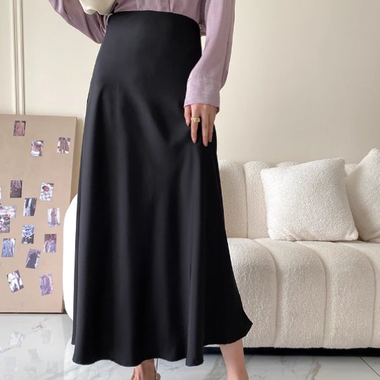 ミドル丈スカート レディース ボトムス スカート ドレープスカート シンプル 無地 ハイウエスト きれいめ エレガント オフィス 通勤 お呼ばれ フォーマル お出かけ おしゃれ 女性 カジュアル