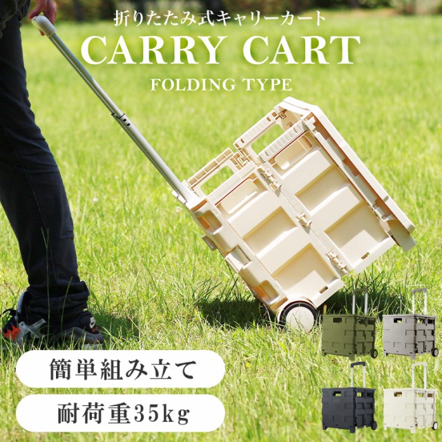 キャリーカート 折りたたみ 台車 軽量 フタ付 耐荷重35kg コンパクト キャリーカート 防災グッズ 2輪 キャスター付 コンテナ カート キャリー 折り畳み台車 買い物カゴ 運搬 ふた付 ...