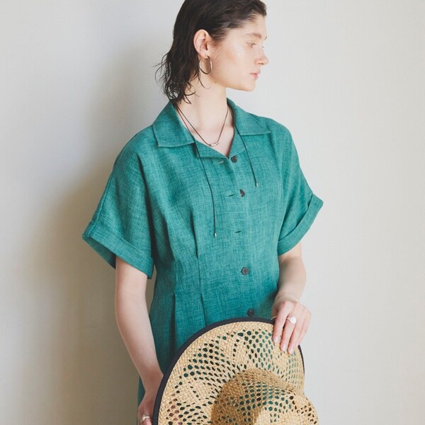 ドゥ アルシーヴ（Doux archives）/タックフレアシャツワンピースの