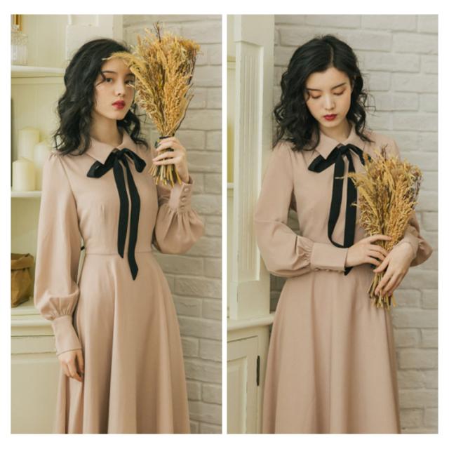 《送料無料》クラシックで上品！ワンピース ロング丈 レディース ロングワンピース マキシワンピース 長袖 クラシックワンピース トレロワンピース マキシ リボン ハイウエスト Aライン 春 秋