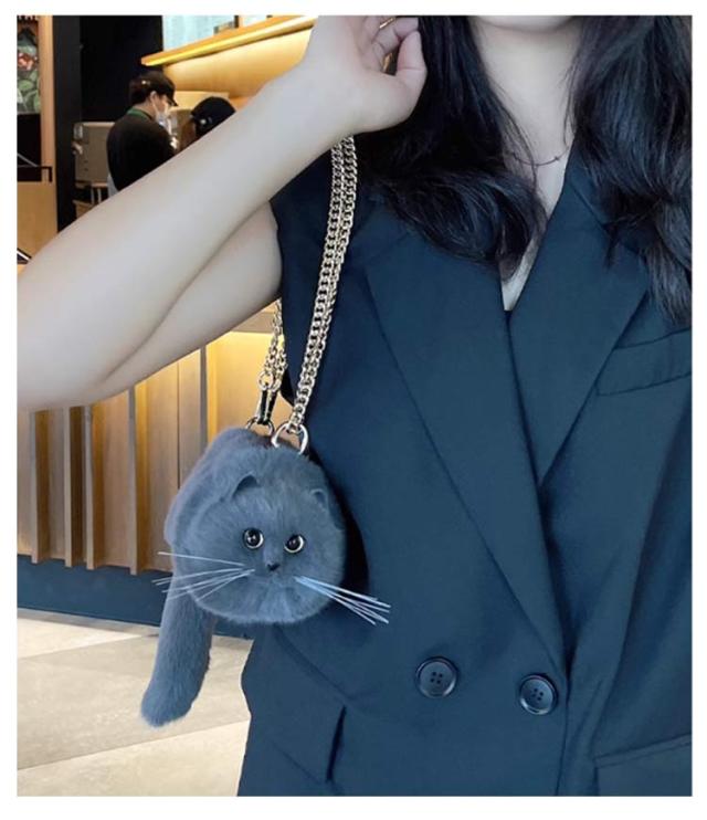 長毛 プレゼント ふわふわ 猫バッグ 2way エコファー 超リアル！ ネコ