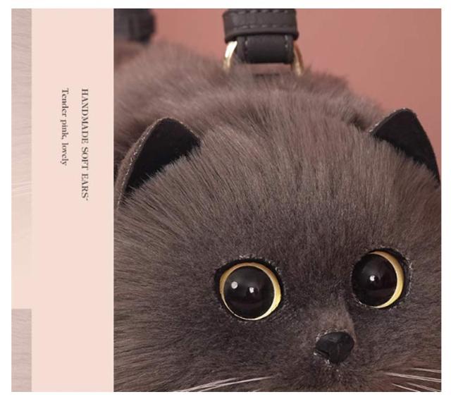 長毛 プレゼント ふわふわ 猫バッグ 2way エコファー 超リアル！ ネコ