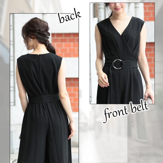 パンツスーツ 結婚式 パンツドレス 大きいサイズ リングベルト付