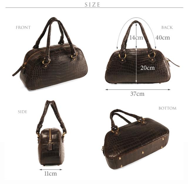クロコダイル マット 2WAY ハンドバッグ レディース センター取り 鞄