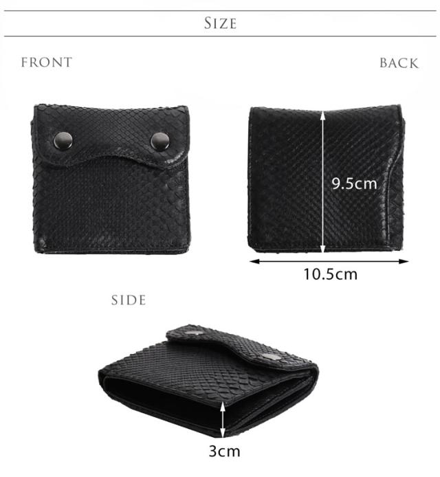 財布 メンズ 二つ折り 本革 パイソン レザー 二つ折り財布 コンパクト