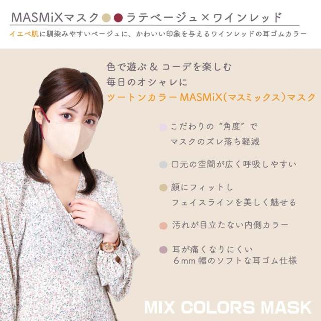MASMiXマスク ラテベージュ*ワインレッド(30枚入)[立体マスク]の通販はau PAY マーケット - 爽快ドラッグ | au PAY マーケット－通販サイト