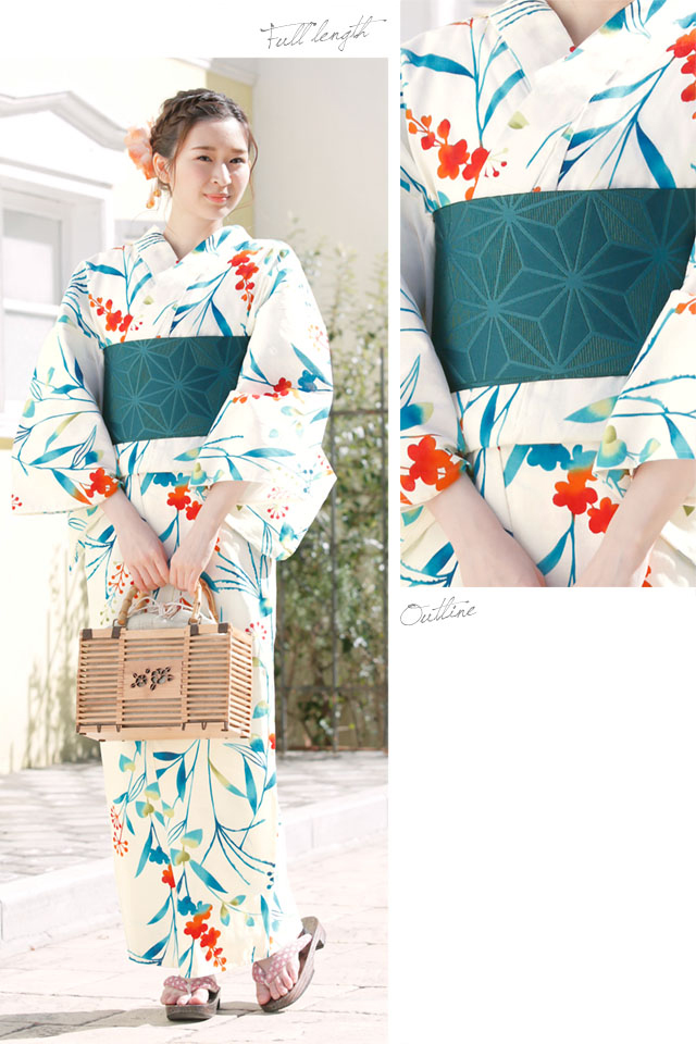 浴衣セット レディース レトロ 浴衣セット 大人 3点セット 白系