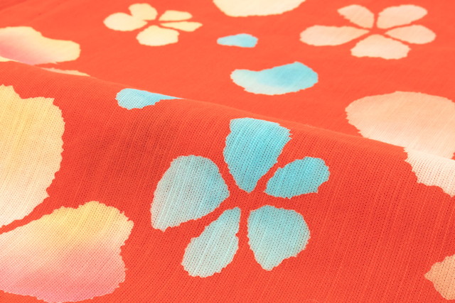 浴衣 レディース 単品 ツモリチサト レトロ 大人 女性 ゆかた 橙色 オレンジ 桜 さくら 綿 モダン 夏 注染 日本製 仕立て上がり 【フリーサイズ】【送料無料】 浴衣 レディース 単品 ツモリチサト レトロ 大人 女性 ゆかた 橙色