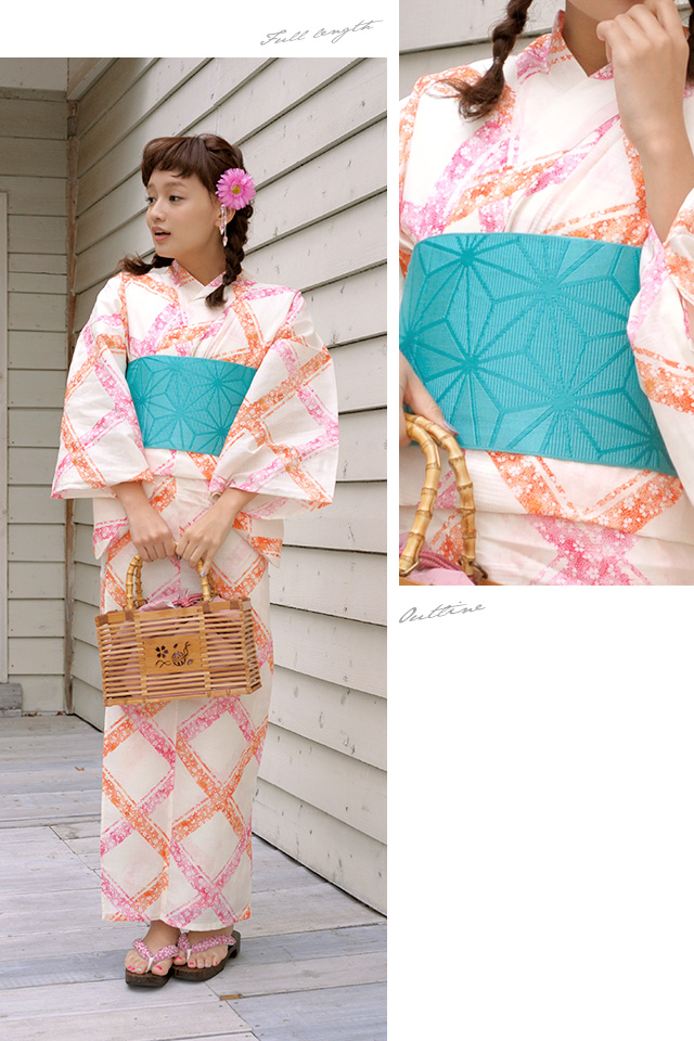 浴衣セット レディース レトロ 浴衣セット 大人 3点セット クリーム
