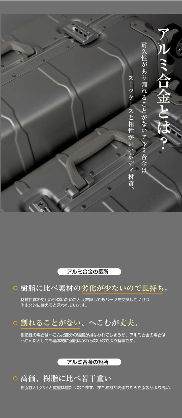 アルミ  スーツケース M サイズ キャリーケース フレーム Wキャスター c-1912 中型 シルバー ブラック《グリフィンランド》