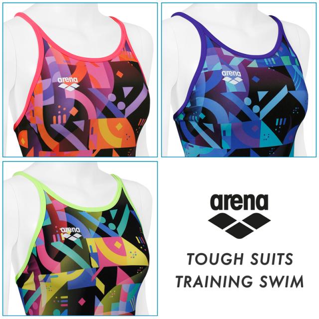 arena アリーナ トレーニング ワンピース 水着 フィットネス レディース オープンバック フライバック 《レビュー記入でメール便無料》 水泳 競泳 スイミング 練習 部活 クラブ プール ママ ミセス 学生 中学生 高校生 総柄 動きやすい SS S M : SAR-4127W トレーニング