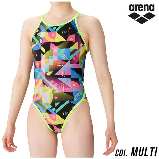 arena アリーナ トレーニング ワンピース 水着 フィットネス レディース オープンバック フライバック 《レビュー記入でメール便無料》 水泳 競泳 スイミング 練習 部活 クラブ プール ママ ミセス 学生 中学生 高校生 総柄 動きやすい SS S M : SAR-4127W トレーニング