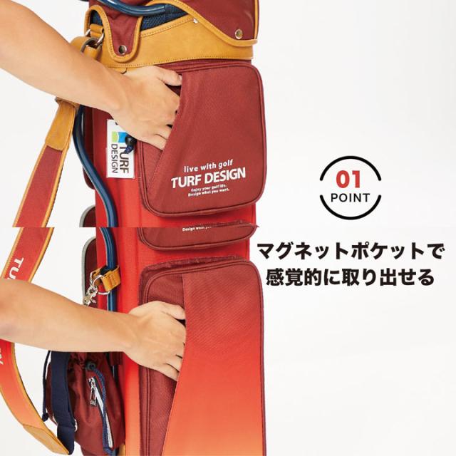ターフデザイン TDCB-BD70 キャディバッグ レッド 9.5型 47インチ対応 2.6kg TURF DESIGN 朝日ゴルフ