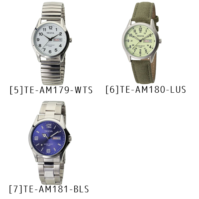 クレファー テルバ 腕時計 アナログウオッチ 日付 曜日 TE-AM176-WTS TE-AM177-WTS TE-AM178-BKS TE-AM178-WTS TE-AM179-WTS TE ...