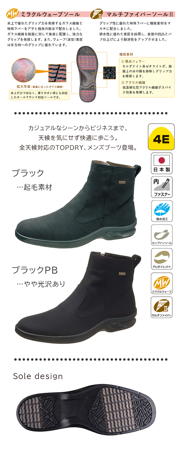 トップドライ フォーメン TDY3835 ブラック(AF38351) 24.0〜28.0cm アサヒシューズ