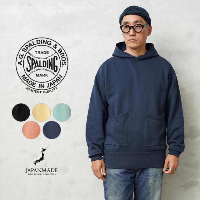 A.G.SPALDING&BROS エージースポルディング&ブロス SPL-AGS-251004 セパレートポケット スウェット パーカー 日本製【Cx】【T】｜メンズ アメカジ 裏毛 ミリタリー クロスネック フーディー 綿100% アズマ編み機 丸胴