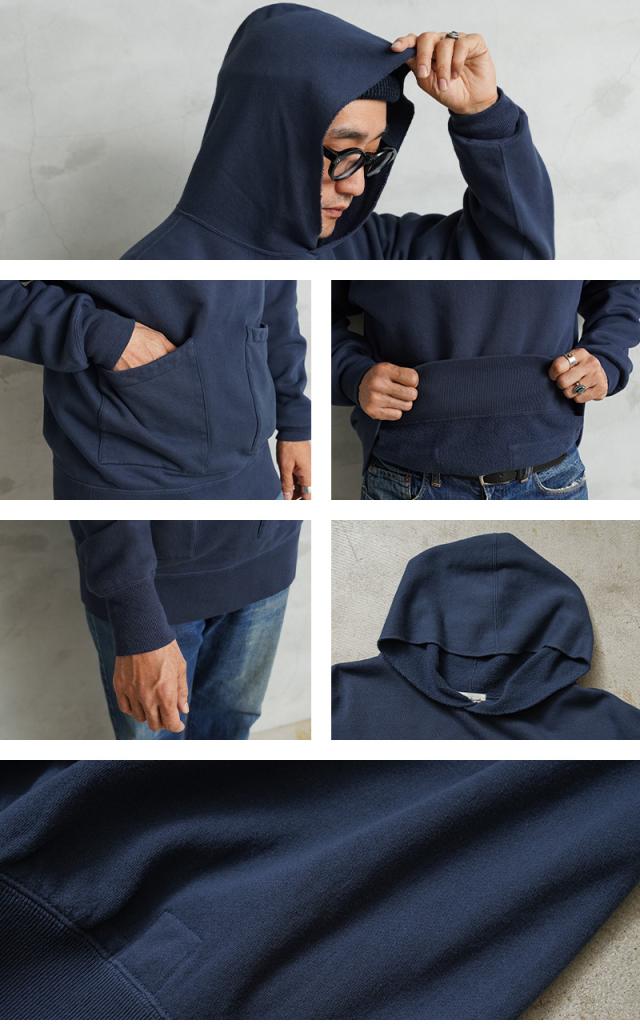 A.G.SPALDING&BROS エージースポルディング&ブロス SPL-AGS-251004 セパレートポケット スウェット パーカー 日本製【Cx】【T】｜メンズ アメカジ 裏毛 ミリタリー クロスネック フーディー 綿100% アズマ編み機 丸胴