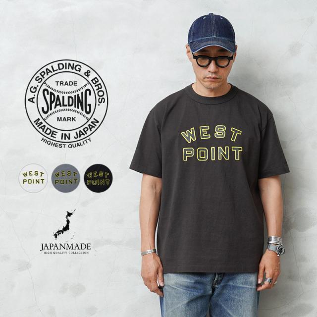 A.G.SPALDING&BROS エージースポルディング&ブロス SPL-AGS-251011 WEST POINT S/S プリントTシャツ 日本製【Cx】【T】 ｜メンズファッション アメカジ ヴィンテージ アーカイブ ヘビーウェイト 丸胴 シングルステッチ ブランド おしゃれ