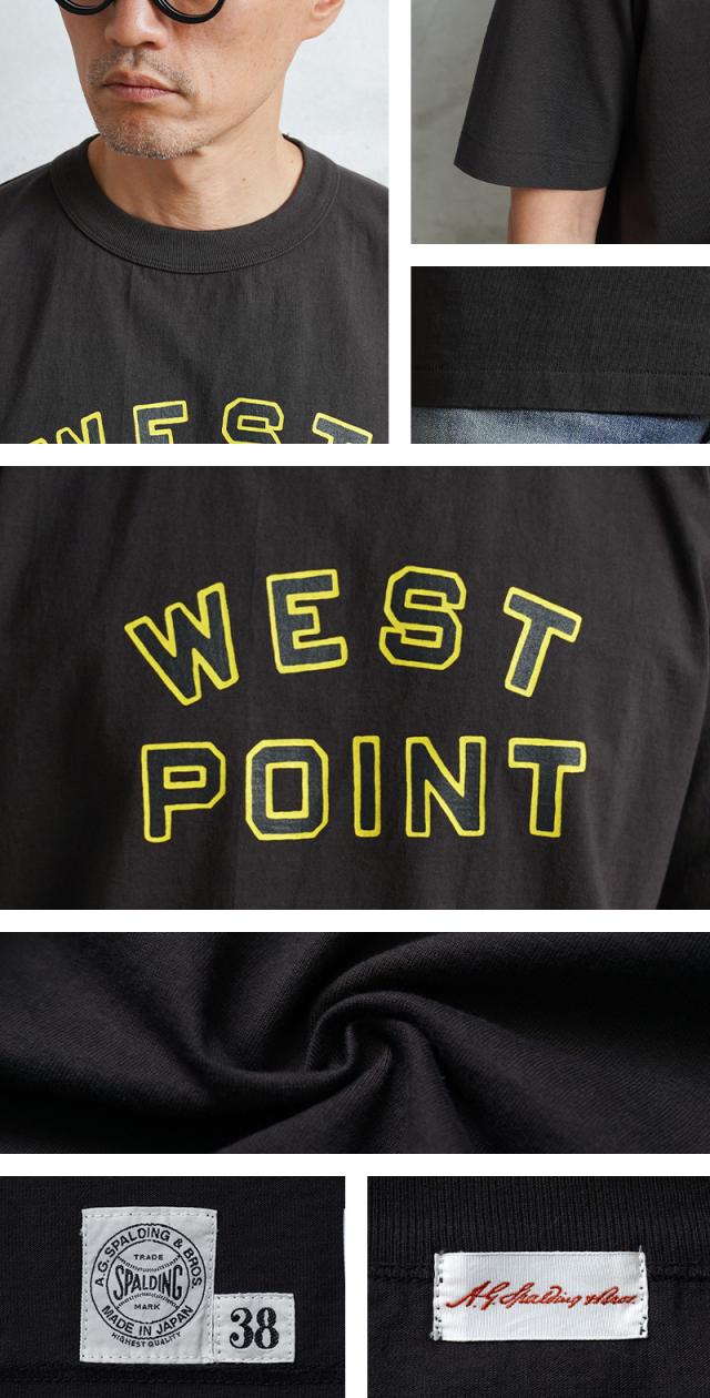 A.G.SPALDING&BROS エージースポルディング&ブロス SPL-AGS-251011 WEST POINT S/S プリントTシャツ 日本製【Cx】【T】 ｜メンズファッション アメカジ ヴィンテージ アーカイブ ヘビーウェイト 丸胴 シングルステッチ ブランド おしゃれ