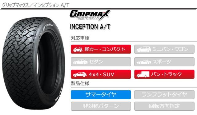 2本 サマータイヤ 265/50R20 111T XL グリップマックス インセプション A/T ホワイトレター GRIP MAX ...