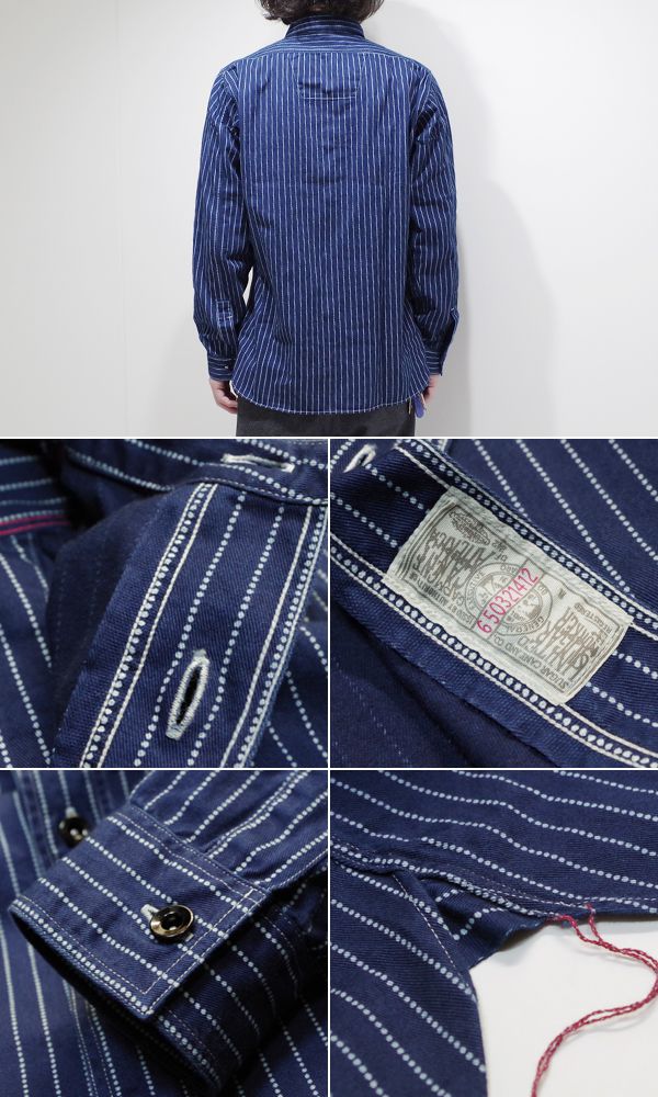 シュガーケーン 長袖 ワークシャツ SUGAR CANE 8.5oz. WABASH STRIPE WORK SHIRT SC25551