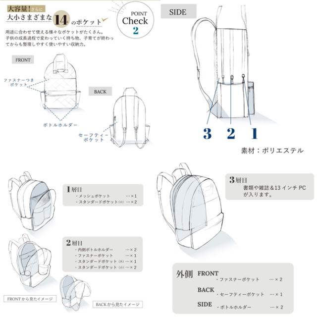 イーエクスピージャポン リュック e.x.p.japon ラグジュアリアス 大容量 多機能 キルティング マザーズ リュック バックパック e-msl ラッピング不可