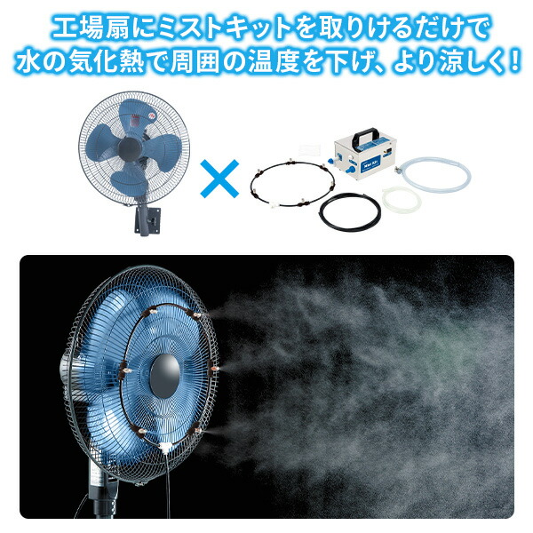 工場扇 ミストキットセット 壁掛け式 45cm羽根 大風量 工業扇風機 ミストシャワー TZW-45P MK-12S 工場用扇風機 業務用扇風機 サーキュレーター ガレージ 倉庫 体育館 送風 ...