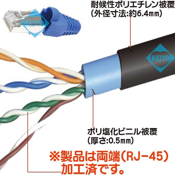 Cat5e-100M(WPC)【ネットワークカメラ対応カテゴリー5屋外用高耐候キャップ付LANケーブル100m】 【防犯カメラ】 【IPカメラ ...