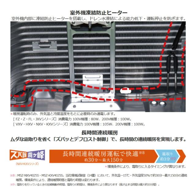 【】三菱《MSZ-NXV4025S-W》(MSZ-NXV4025S-W-IN + MUZ-NXV4025S + ﾘﾓｺﾝ)･単200V･14畳･2025年ﾓﾃﾞﾙ : ﾙｰﾑｴｱｺﾝ 霧ヶ峰 寒冷地ｽﾞﾊﾞ暖･冷･除湿･ﾑｰﾌﾞｱｲ･NXVｼﾘｰｽﾞ∴ﾎﾜｲﾄ (旧 MSZ-NXV4024S-W) MITSUBISHI