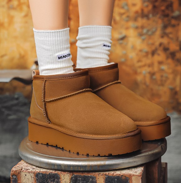 本革 厚底 ムートンブーツ レディース 足首が細く見えるブーツ