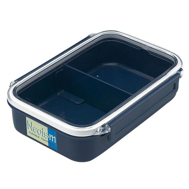 NEOISM ランチボックス3号 中仕切付 DB ダークブルー B-1223 電子レンジ対応 こぼれにくい 漏れにくい おべんとう ボックス ...