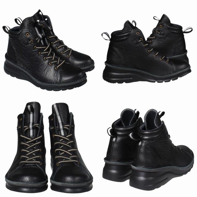 【靴のHOSHIKAWA】  『A-OK 0273』 エーオーケー ミドルブーツ 21.5cm〜25cm EEEE ブラック レディース ゴムレース ミドル丈 国産 幅広 厚底 軽量 秋冬