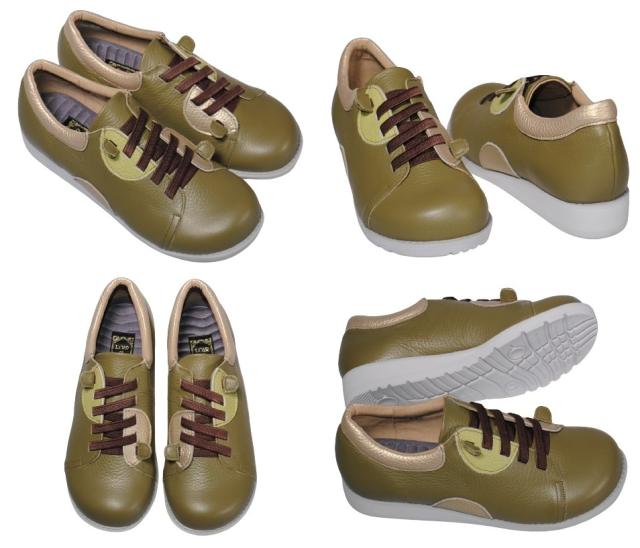 【靴のHOSHIKAWA】  『LOIR et CHER I-37』 ロアールエシェール  22cm〜24.5cm 5E レディース カーキ コンフォート 幅が広い 国産 本革