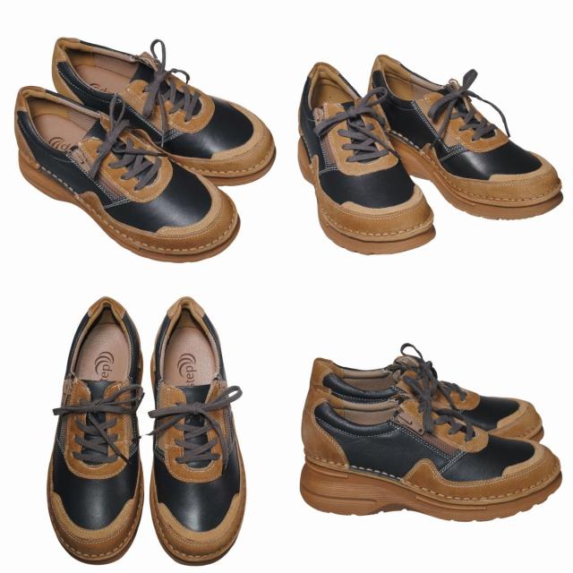 【靴のHOSHIKAWA】  『Airystep 1254』 エアリーステップ レースアップ 22.5cm〜24.5cm EEEE グレー カジュアル レースアップ レディース 牛革 巾広