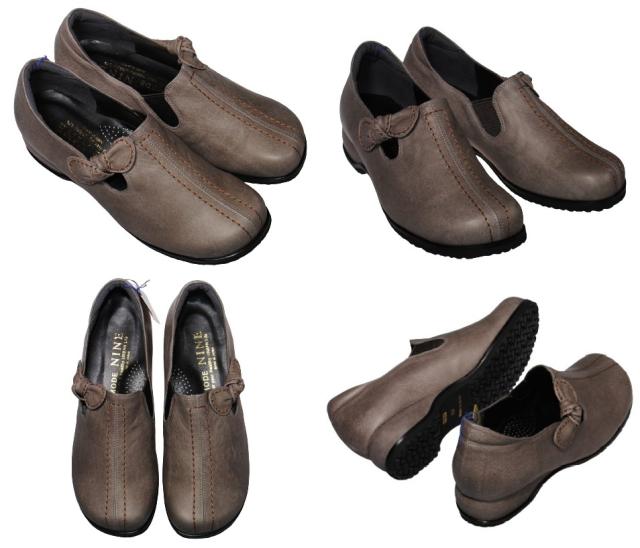 【靴のHOSHIKAWA】  『MODE NINE 13120』  21.5cm〜25cm EEEE ベージュ スクエアトゥ フラット底 スリッポン 本革 日本製