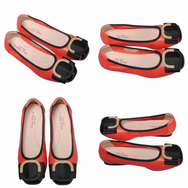 【靴のHOSHIKAWA】  『Dona Miss 1887-15』 ドナミス パンプス 22cm〜25.5cm EEE程 レディース ブラック フラット底 バックル 低反発 幅広 本革