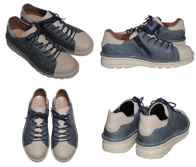 【靴のHOSHIKAWA】  『A-OK 7091』 エーオーケー AZURE/FOREST 21.5cm〜25cm EEEE レザースニーカー 撥水加工 ファスナー 厚底 レースアップ 牛革