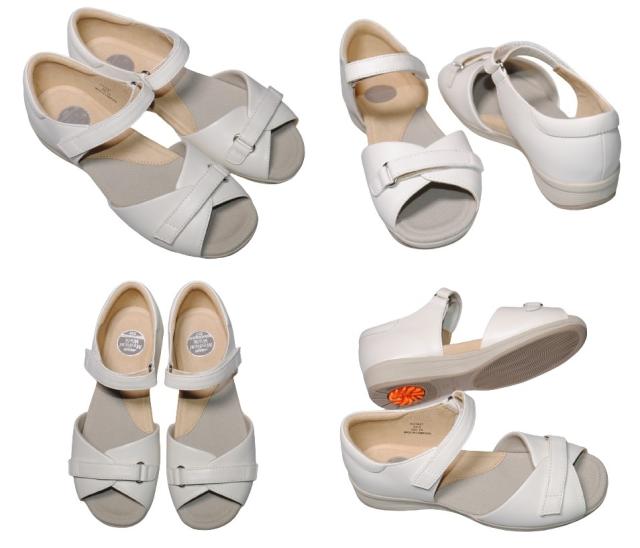 【靴のHOSHIKAWA】  『Medical Walk L002』 アサヒ メディカルウォーク 21.5cm〜25cm EEE レディース ホワイト カジュアル マジックテープ 天然皮革 SHM