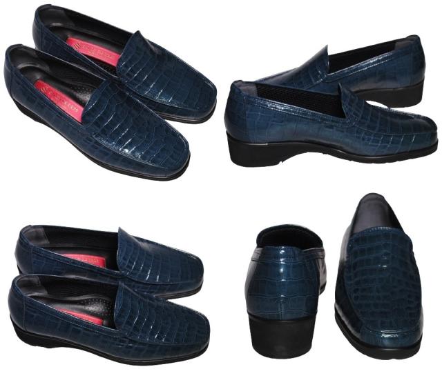 【靴のHOSHIKAWA】  『SALON DE GRES 13220』 サロンドグレー ネイビー 21.5cm〜25cm EEE ローファー スクエアトゥ 牛革 日本製