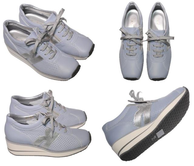 【靴のHOSHIKAWA】  『VITA NOVA 6967』 ヴィタノバ ダークグレー 21.5cm〜24.5cm EEE レザーシューズ レディース レースアップ 牛革 ファスナー 牛革 厚底