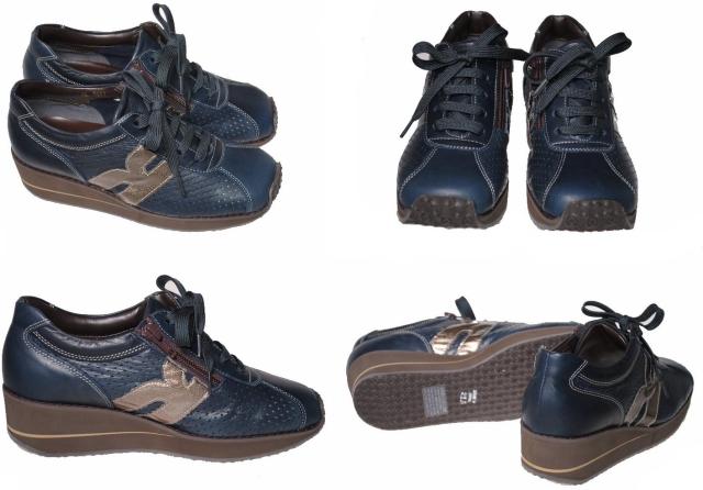 【靴のHOSHIKAWA】  『VITA NOVA 6967』 ヴィタノバ ダークグレー 21.5cm〜24.5cm EEE レザーシューズ レディース レースアップ 牛革 ファスナー 牛革 厚底