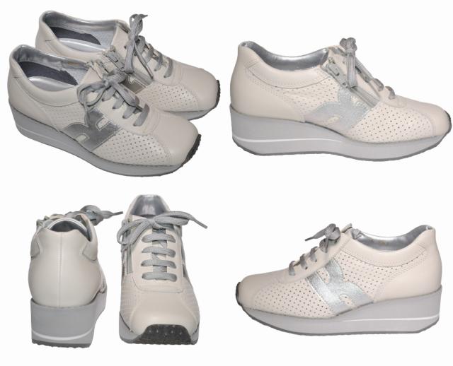 【靴のHOSHIKAWA】  『VITA NOVA 6967』 ヴィタノバ ダークグレー 21.5cm〜24.5cm EEE レザーシューズ レディース レースアップ 牛革 ファスナー 牛革 厚底