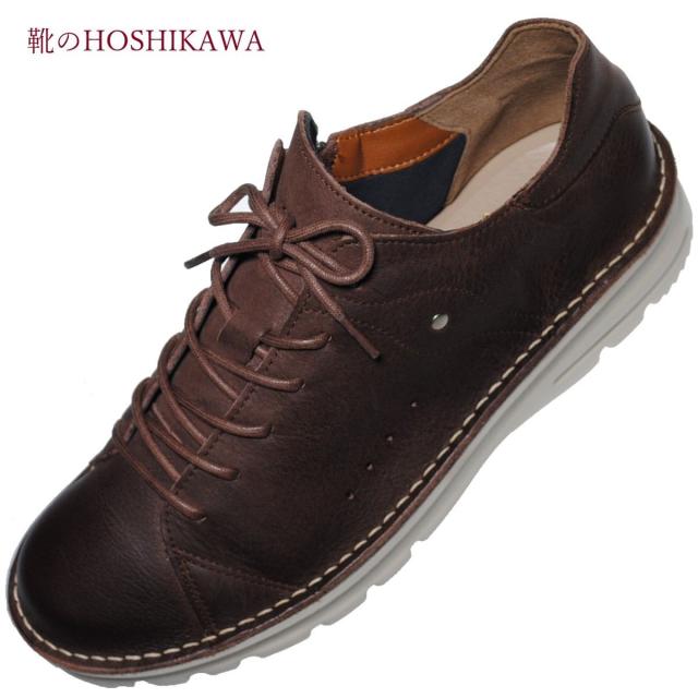 【靴のHOSHIKAWA】  『A-OK 7091』 エーオーケー AZURE/FOREST 21.5cm〜25cm EEEE レザースニーカー 撥水加工 ファスナー 厚底 レースアップ 牛革