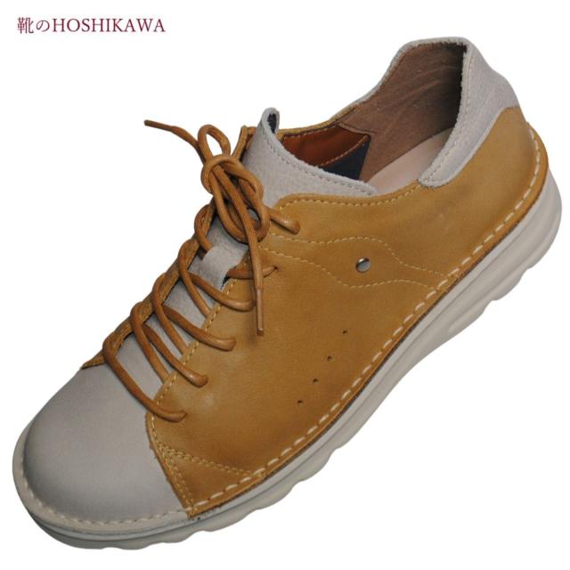 【靴のHOSHIKAWA】  『A-OK 7091』 エーオーケー AZURE/FOREST 21.5cm〜25cm EEEE レザースニーカー 撥水加工 ファスナー 厚底 レースアップ 牛革