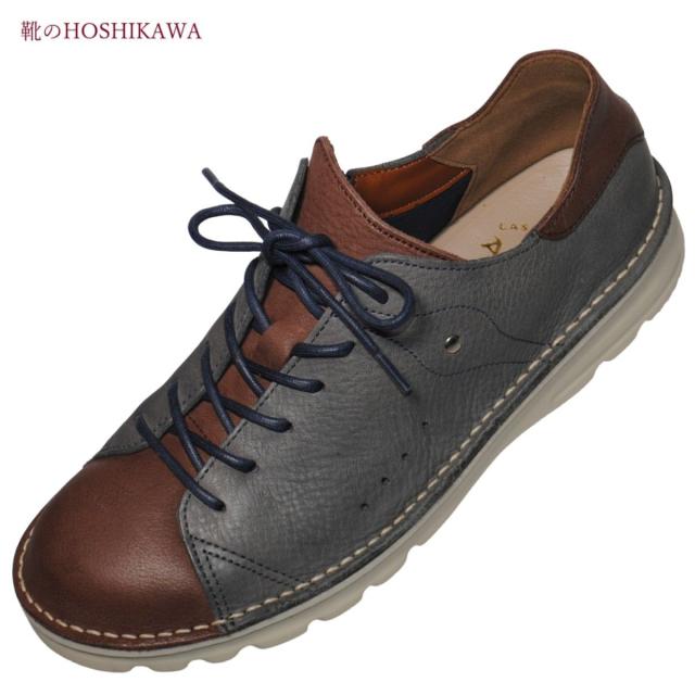 【靴のHOSHIKAWA】  『A-OK 7091』 エーオーケー AZURE/FOREST 21.5cm〜25cm EEEE レザースニーカー 撥水加工 ファスナー 厚底 レースアップ 牛革