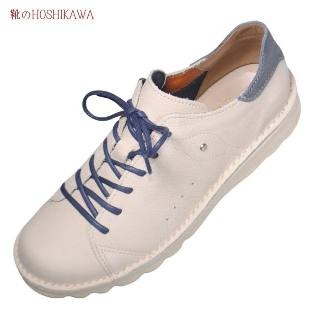 【靴のHOSHIKAWA】  『A-OK 7091』 エーオーケー AZURE/FOREST 21.5cm〜25cm EEEE レザースニーカー 撥水加工 ファスナー 厚底 レースアップ 牛革