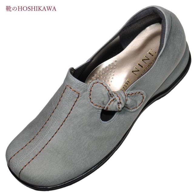【靴のHOSHIKAWA】  『MODE NINE 13120』  21.5cm〜25cm EEEE ベージュ スクエアトゥ フラット底 スリッポン 本革 日本製